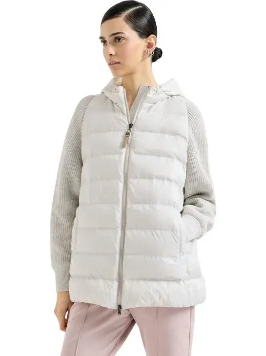 Brunello Cucinelli Nylon Hooded Down Jacket - Light Grey