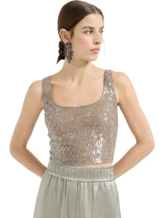 Brunello Cucinelli Cropped Top With Embroidery - Rope