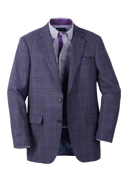PAUL FREDRICK Cotton Blend Single Breasted Sport Coat Notch Lapel - Purple