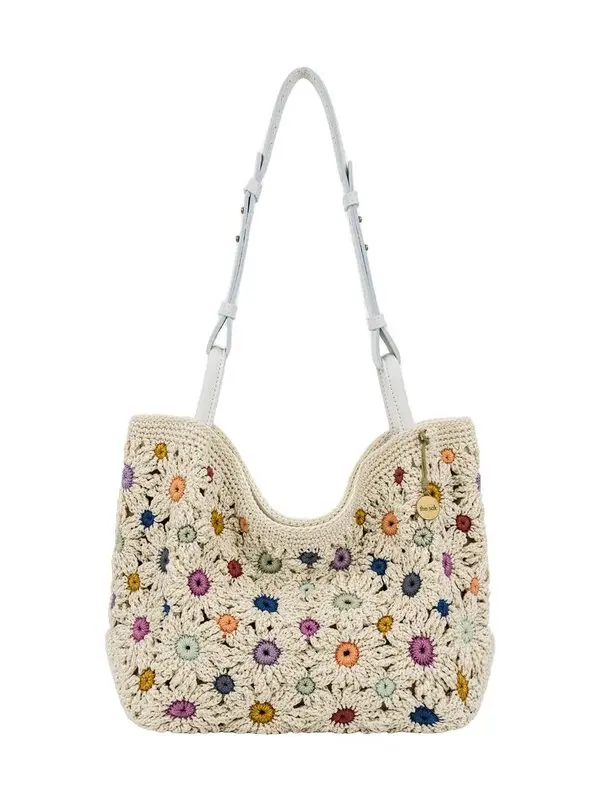 THE SAK Los Feliz Medium Crochet Tote Bag - Natural Multi Flowers