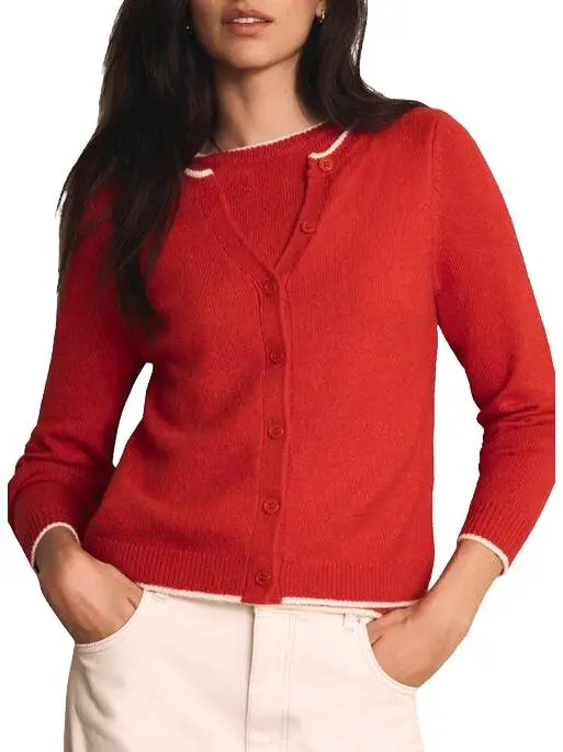 Mint Velvet Laye Tipped Knit Cardigan - Red