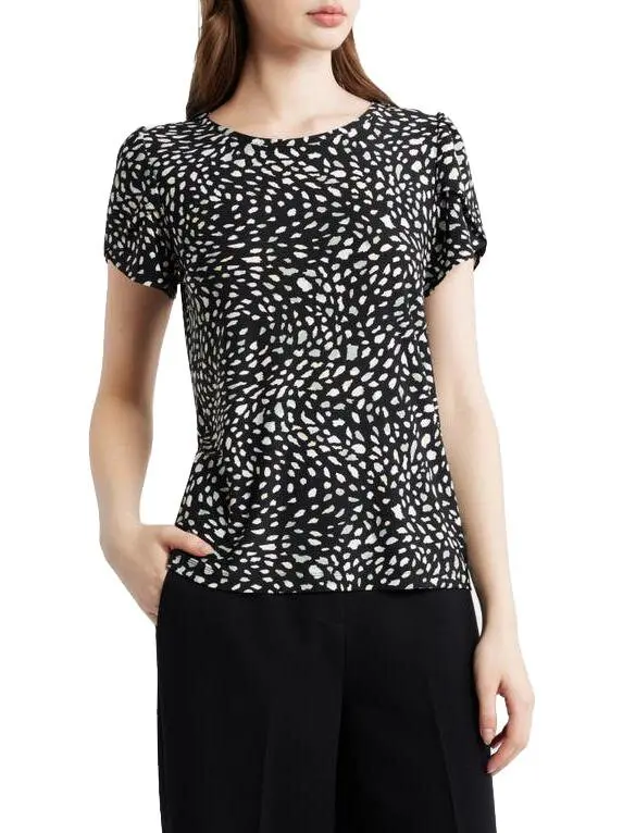 Anne Klein Floral Tulip Sleeve Top - Anne Black Multi