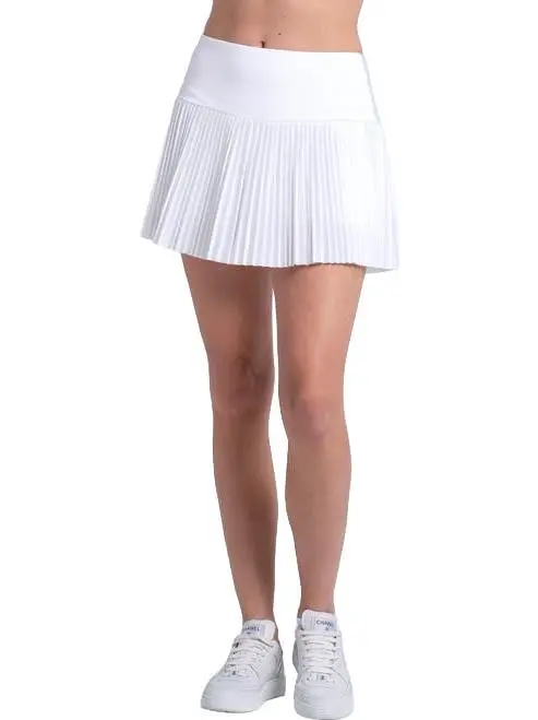 Lucky In Love Racer Rib Pleated Skirt - White