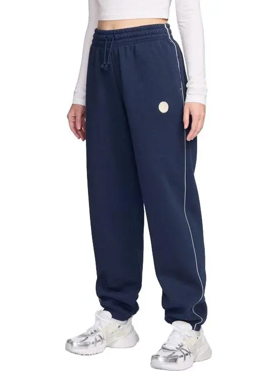 Nike Brushed Fleece Wide Leg Sweatpants - 410 Mnnavy/ltowbr