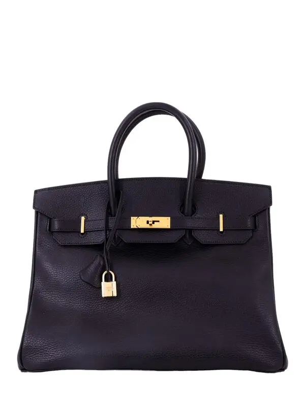 HERMES Birkin Handbag Black Ardennes With Gold Hardware 35 - Noir