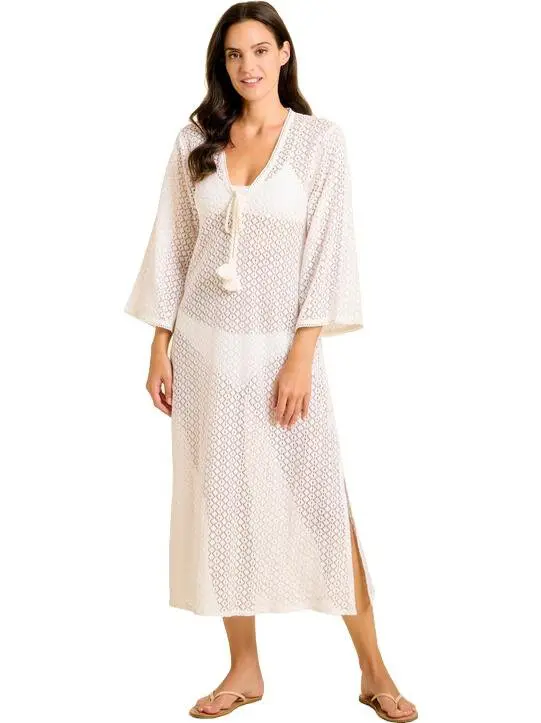 SITANO Sorrento Bell Sleeve Crochet Maxi Cover-up - White
