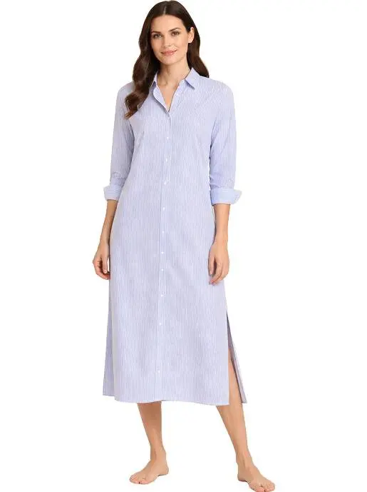 SITANO Lido Midi Shirt Dress - Light Blue Stripes