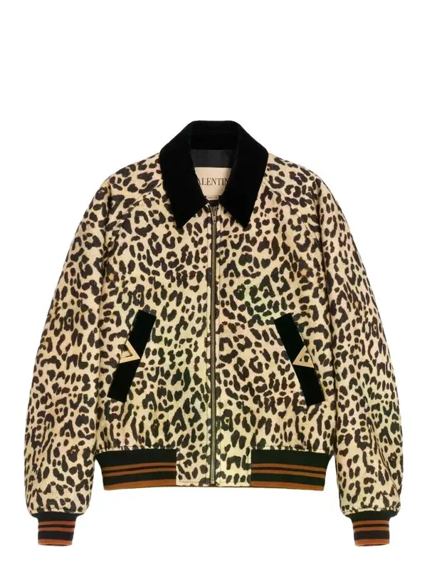 Valentino Garavani Leopard-print Wool Bomber Jacket - Neutrals