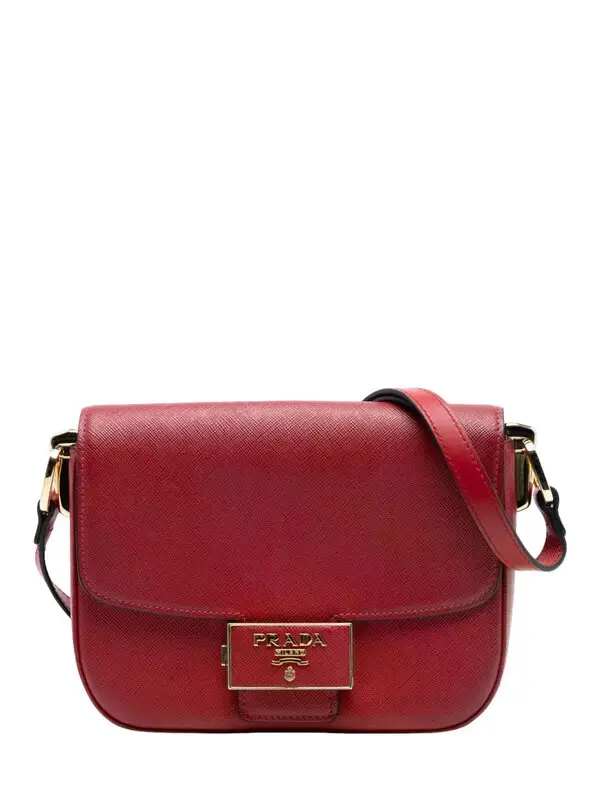 Prada Saffiano Lux Embleme Crossbody Bag - Red