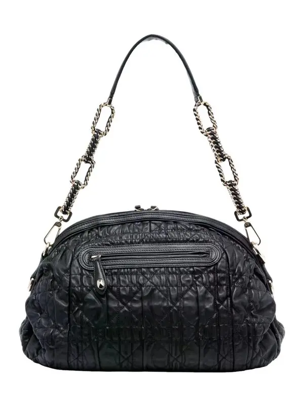 Dior 2011 Lambskin Cannage Gaufre Delices Shoulder Bag - Black