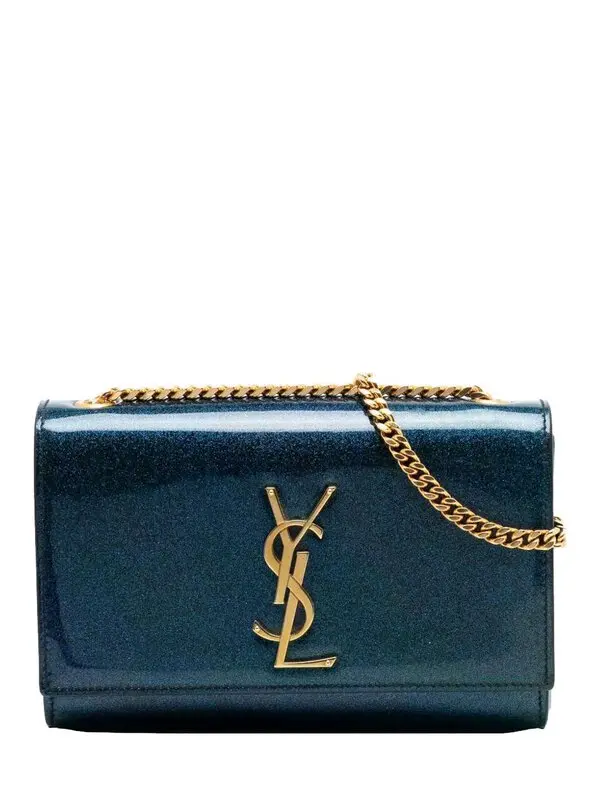 Saint Laurent 2018 Small Glitter Patent Kate Crossbody Bag - Blue