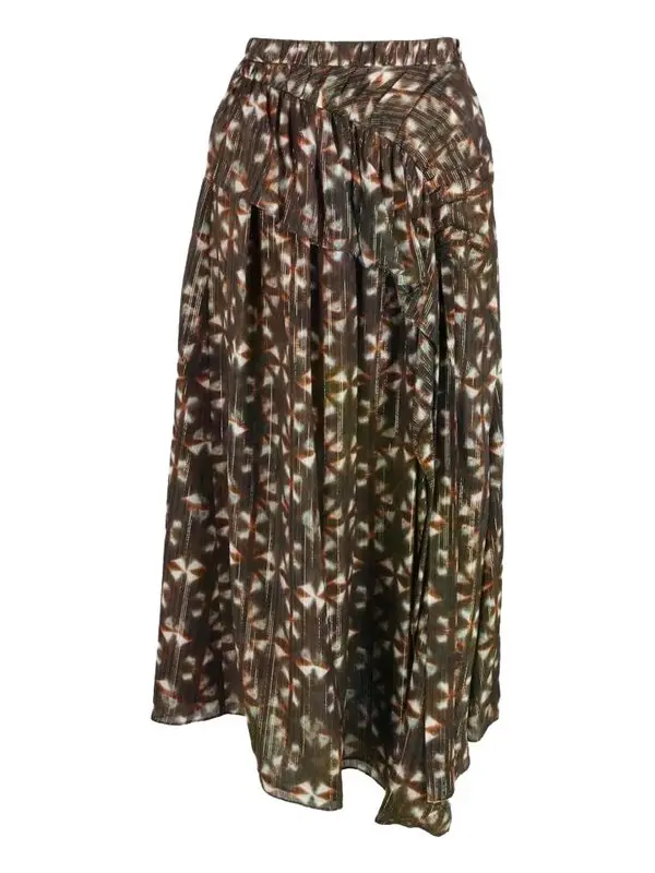 Ulla Johnson Printed Ruffle Midi Skirt - Brown