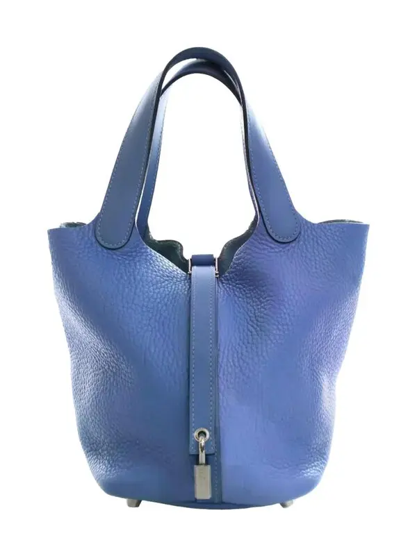 Hermès Clemence And Swift Picotin Lock 18 Handbag - Blue