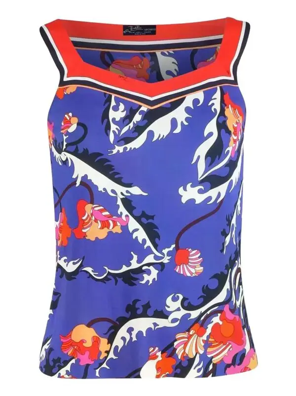 Emilio Pucci Printed Sleeveless Blouse - Blue