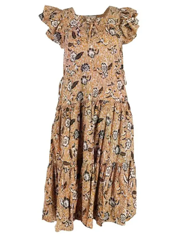Ulla Johnson Zuma Printed Dress - Orange