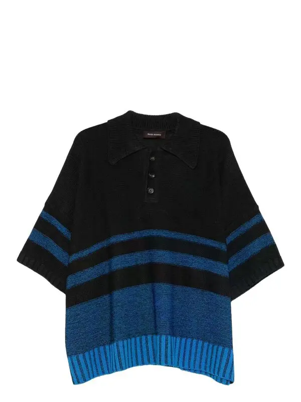 WALES BONNER Stripe Button Knit Top - Blue