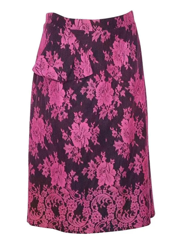 Erdem Shawna Lace Floral Midi Skirt - Pink