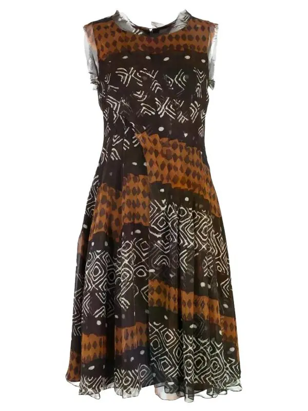 Oscar De La Renta Patterned Sleeveless Dress - Brown