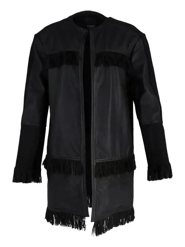 Pinko Mazinga Fringe-detail Leather Coat - Black