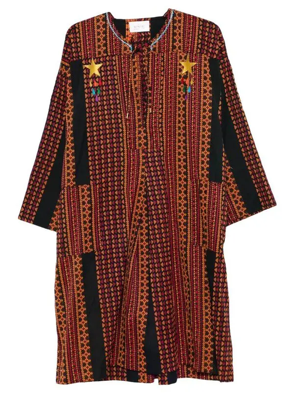 MONOKI Sailor Aztec Star-embroidered Midi Dress - Red