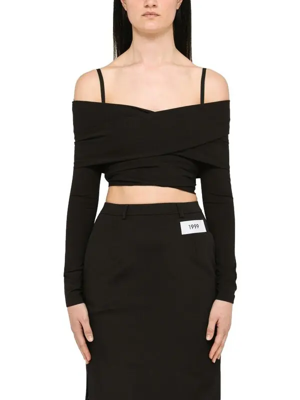 Dolce & Gabbana Boat Neckline Top - Black
