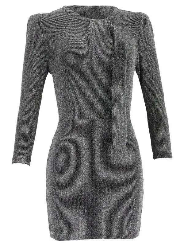 IRO PARIS Tie-neck Long-sleeve Mini Dress - Grey