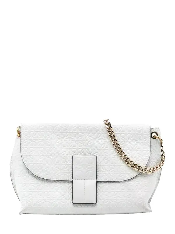 Loewe 2016 Leather Repeat Anagram Avenue Crossbody Bag - White