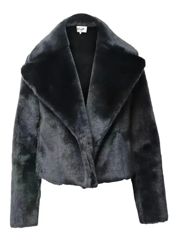 Diane Von Furstenberg Faux Fur Cropped Jacket - Black