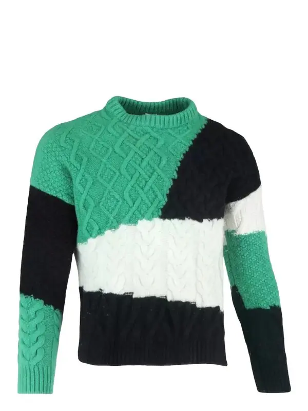Loewe Cable-knit Colorblock Sweater - Green
