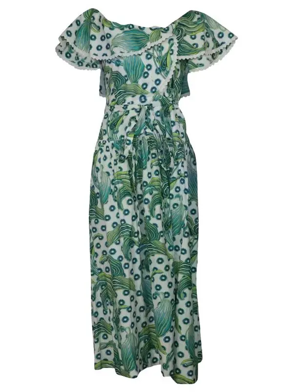 TEMPERLEY LONDON Floral Print Wrap Dress - Green
