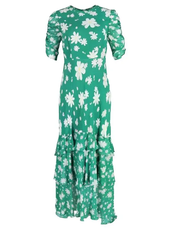 Rixo Floral Layered Maxi Dress - Green