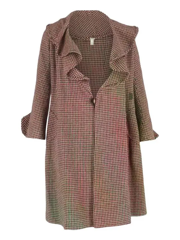 Sonia Rykiel Paris Houndstooth Ruffled-collar Coat - Brown