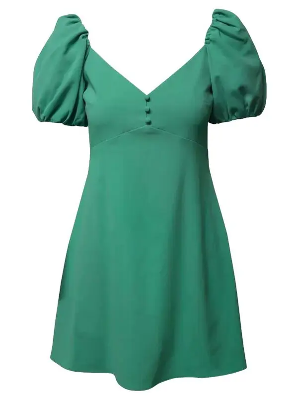 Alice + Olivia Puff-sleeve Flared Dress - Green