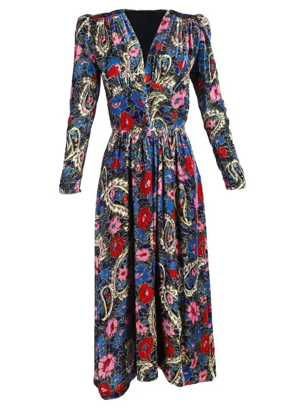 ISABEL MARANT VINTAGE Moyranid Floral-print Midi Dress - Blue