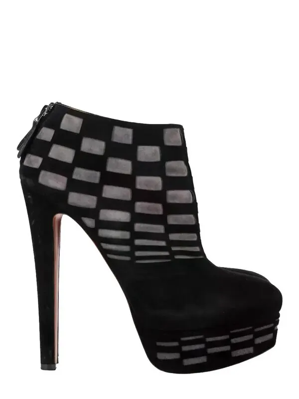 Alaïa Laser Cut Platform Ankle Boots - Black