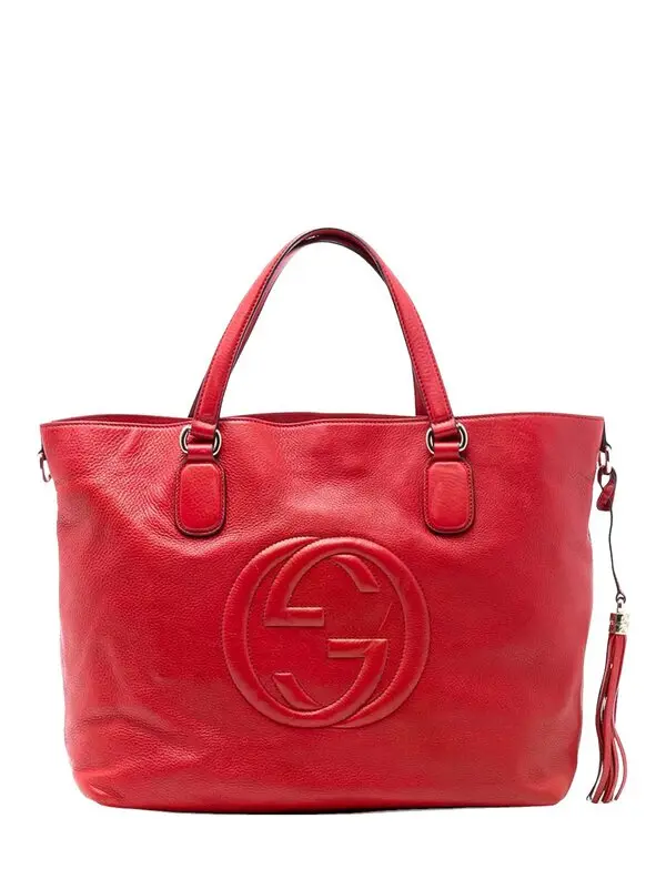 Gucci Large Leather Soho Tote - Red