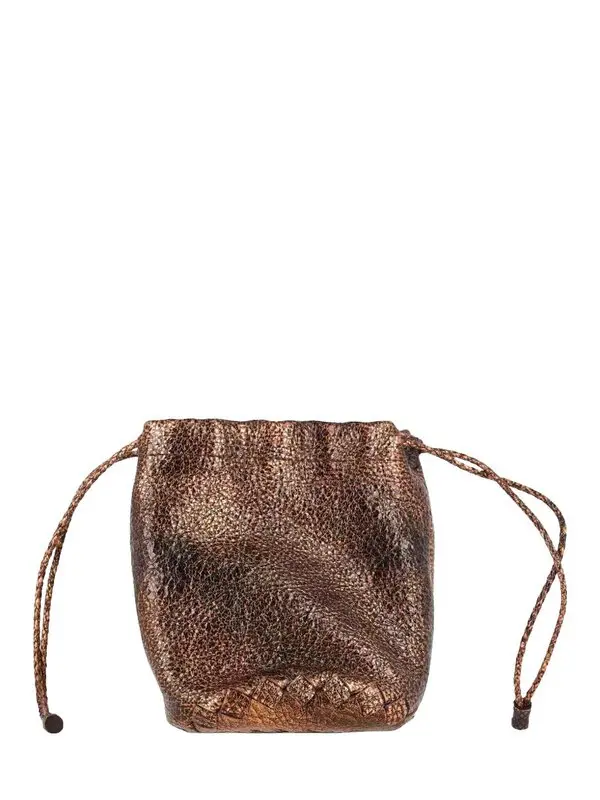 Bottega Veneta Drawstring Leather Clutch - Brown