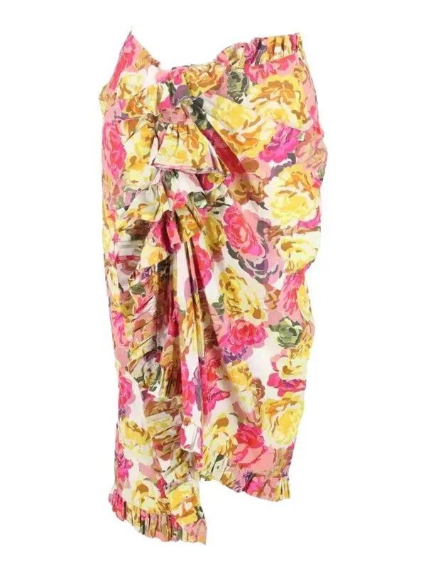 Dries Van Noten Floral Ruffled Midi Skirt - Yellow