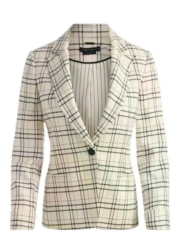 Alice + Olivia Peak-collar Plaid Blazer - Neutrals