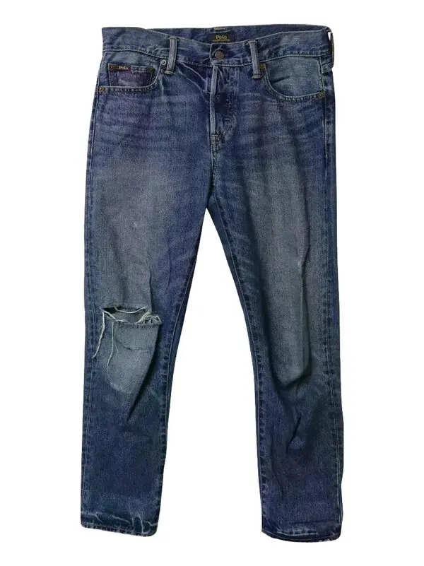 Polo Ralph Lauren Vintage Distressed Straight Leg Jeans - Blue