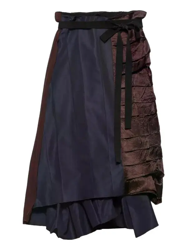 Prada Faille Patchwork Midi Skirt - Brown