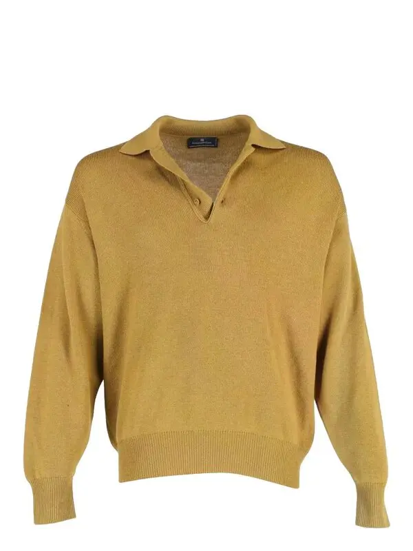 Ermenegildo Zegna Ribbed Trim Polo Shirt - Yellow