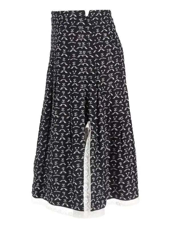 Chloé Graphic-print Midi Skirt - Black