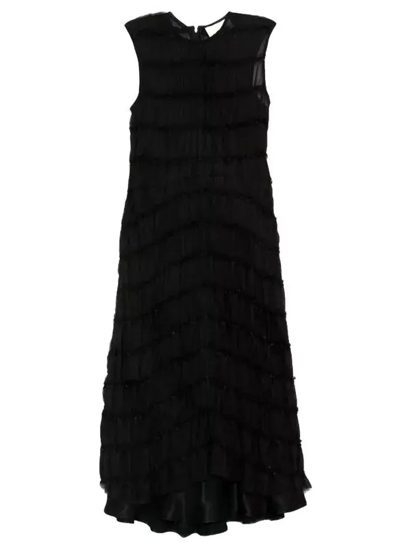 SONG FOR THE MUTE Ruffled Midi Dress - Black