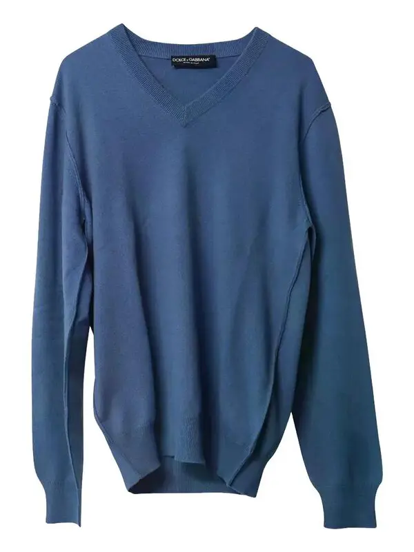 Dolce & Gabbana V-neck Cashmere Sweater - Blue