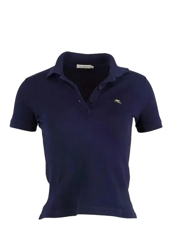 Etro Embroidered-logo Polo Shirt - Blue