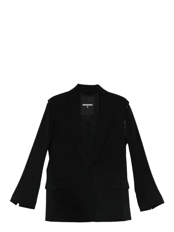 Patrizia Pepe Oversized Crepe Blazer - Black