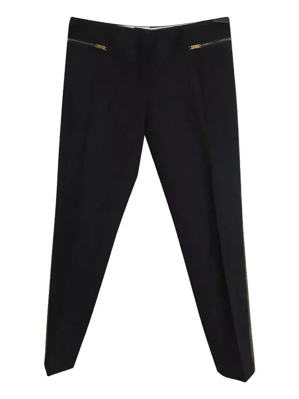 Celine Zip-pockets Stripe-detail Trousers - Black