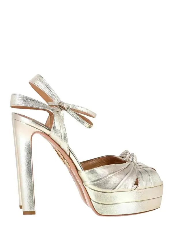 AQUAZZURA Leather Plateau Pumps - Silver