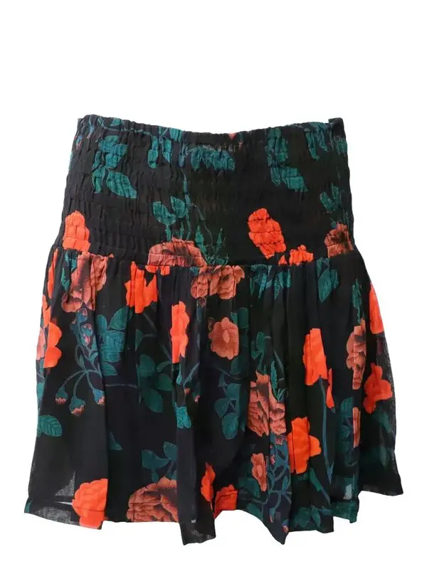 GANNI Floral Print Georgette Skirt - Black